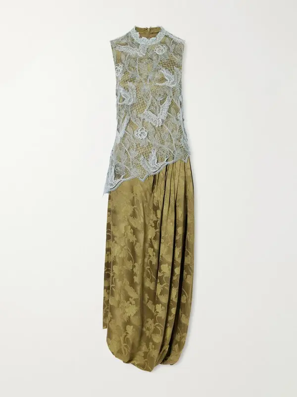 ALEMAIS Winfred Layered Lace-trimmed Floral-jacquard Maxi Dress - Multi