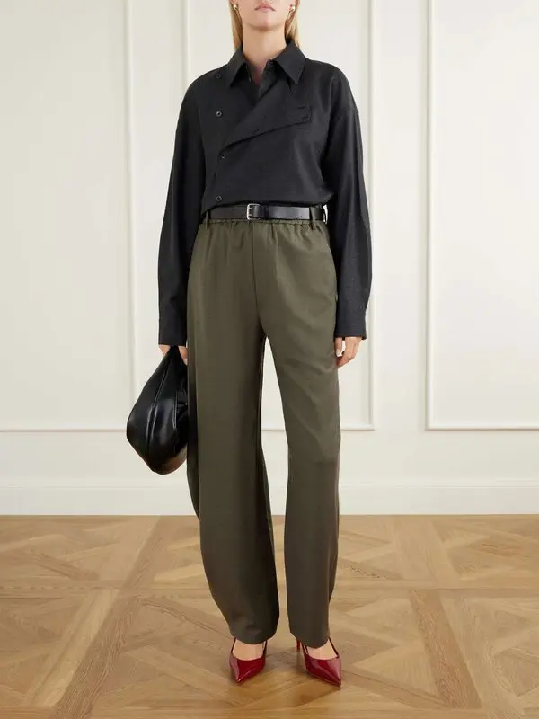 Tibi Overlap-detail Wool-blend Flannel Shirt