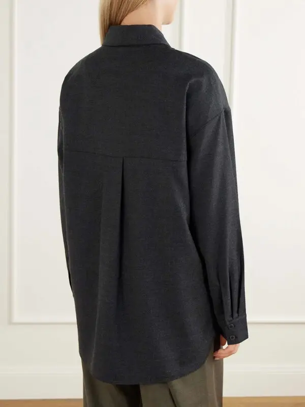 Tibi Overlap-detail Wool-blend Flannel Shirt