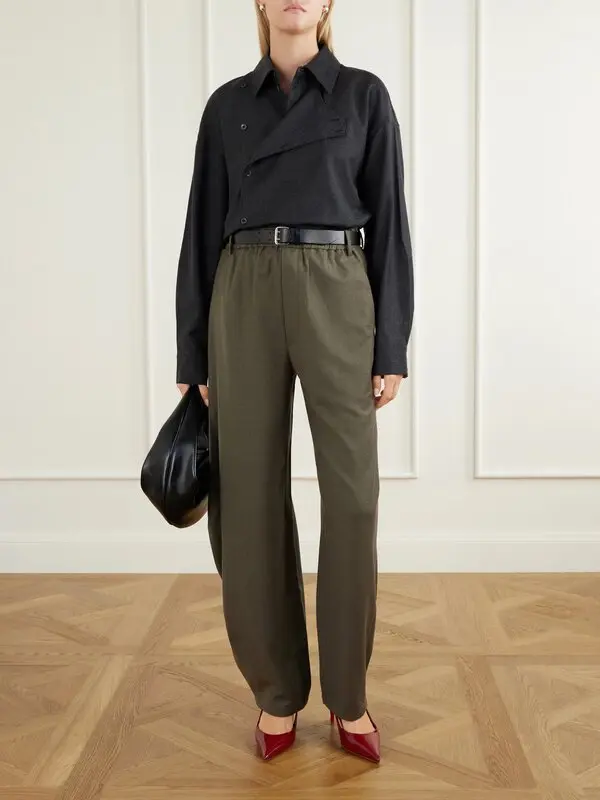 Tibi Overlap-detail Wool-blend Flannel Shirt