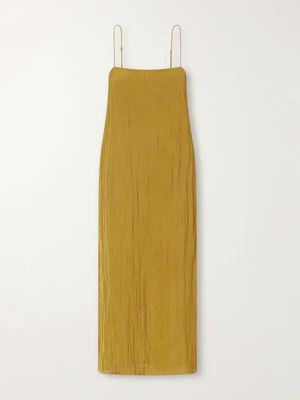 Tibi Crinkled Satin Midi Dress