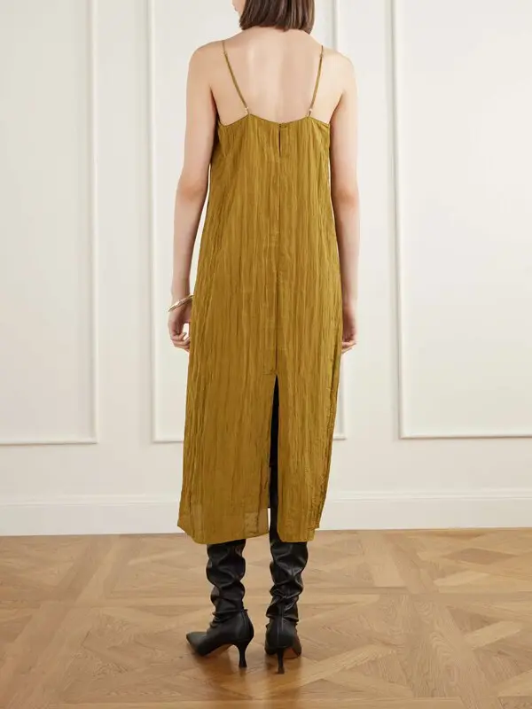 Tibi Crinkled Satin Midi Dress