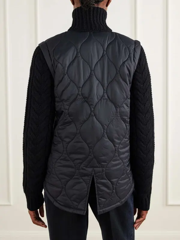 Veronica Beard Patra Padded Cable-knit Wool-blend And Quilted Shell Jacket