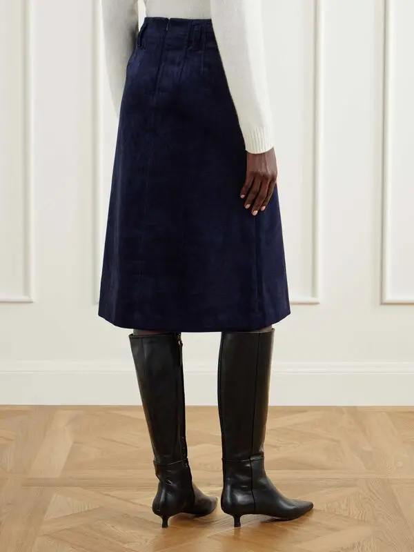 Veronica Beard Alexie Belted Cotton-blend Corduroy Midi Skirt