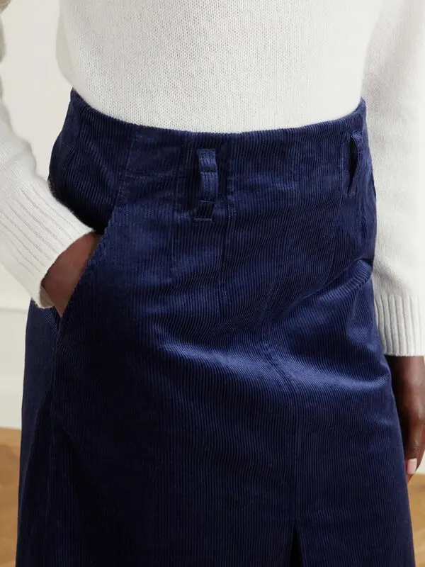 Veronica Beard Alexie Belted Cotton-blend Corduroy Midi Skirt