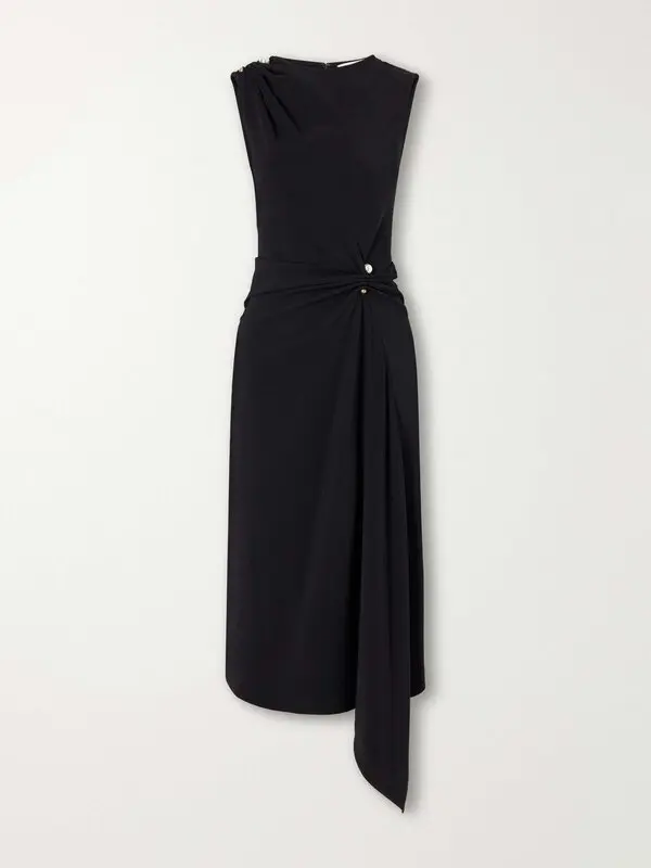 Veronica Beard Freja Draped Crepe-blend Midi Dress - Black