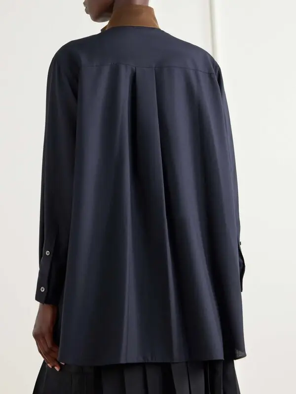 Sacai Crepe-trimmed Woven Shirt