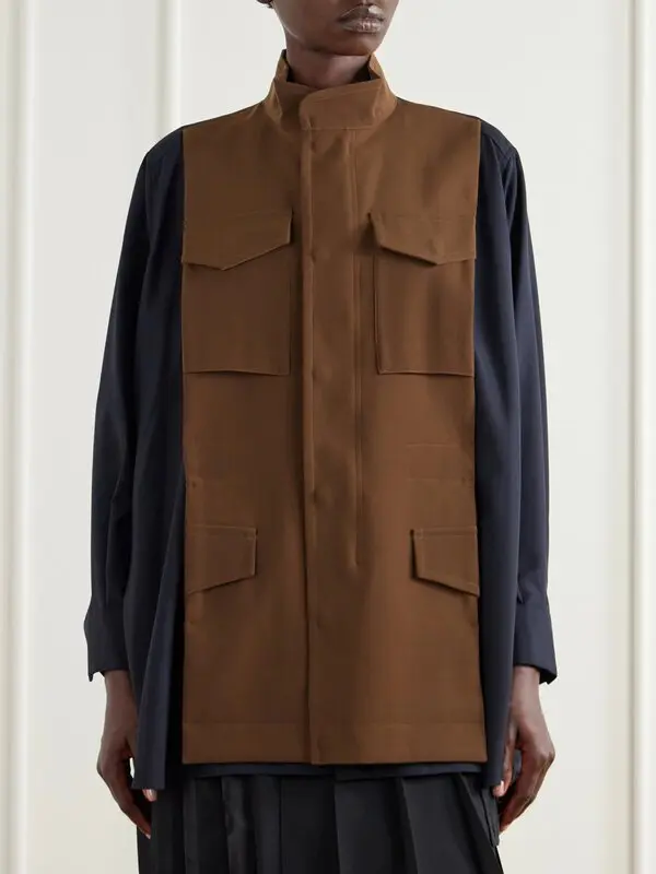 Sacai Crepe-trimmed Woven Shirt