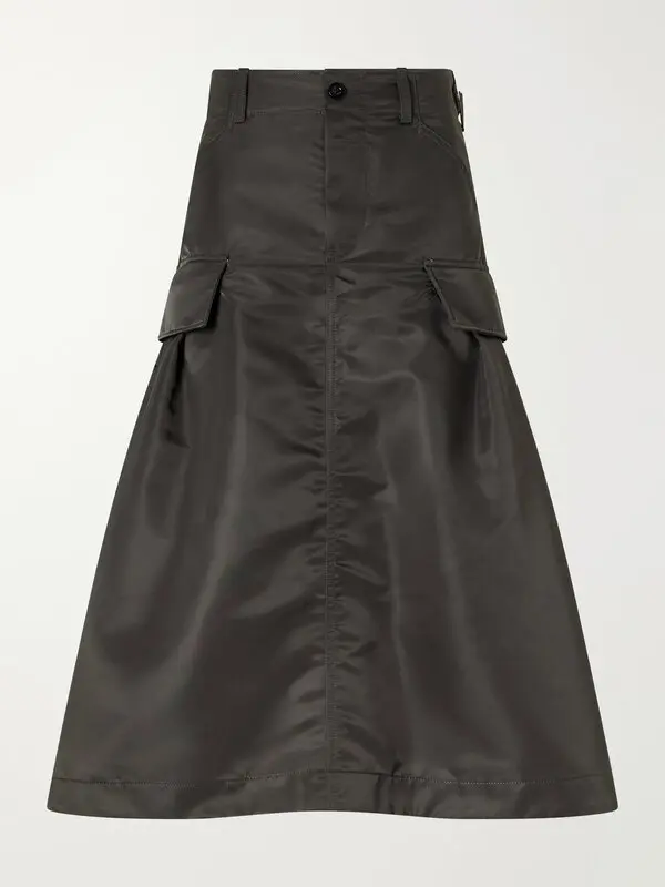 Sacai Cargo Pleated Nylon-twill Midi Skirt - Green