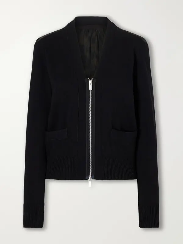 Sacai Cotton-blend Zip-up Cardigan - Black
