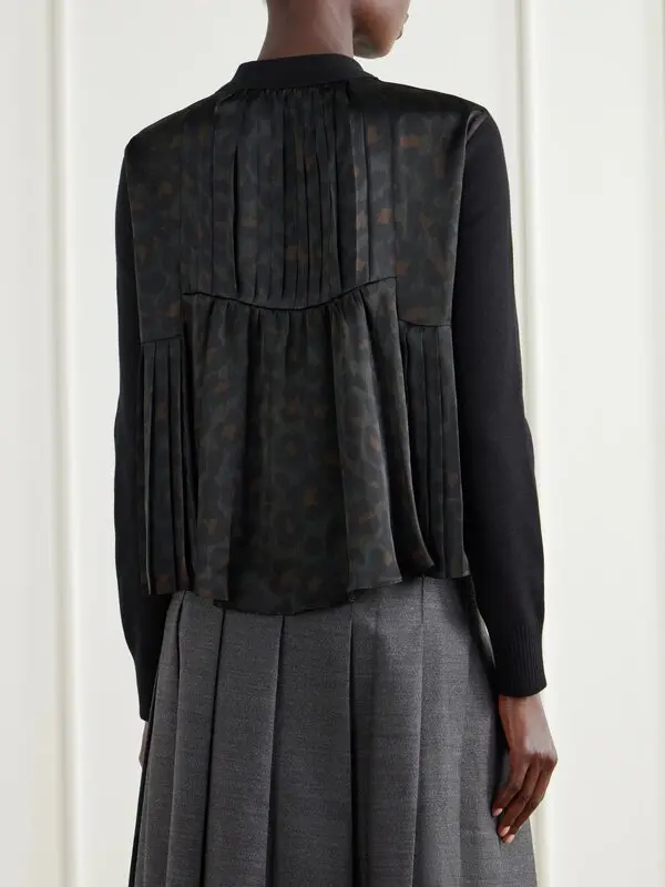 Sacai Cotton-blend Zip-up Cardigan - Black