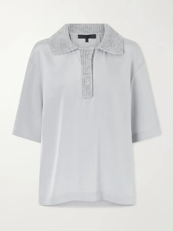 Tibi Stretch Silk-blend Polo Shirt