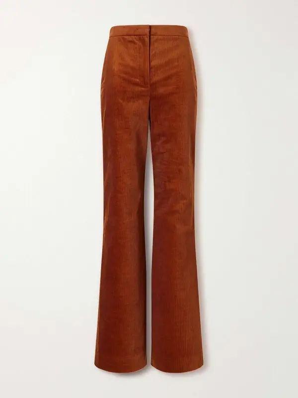 Veronica Beard Holt Cotton-blend Corduroy Flared Pants - Orange
