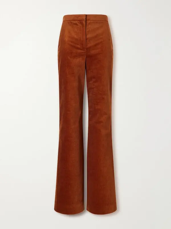 Veronica Beard Holt Cotton-blend Corduroy Flared Pants - Orange