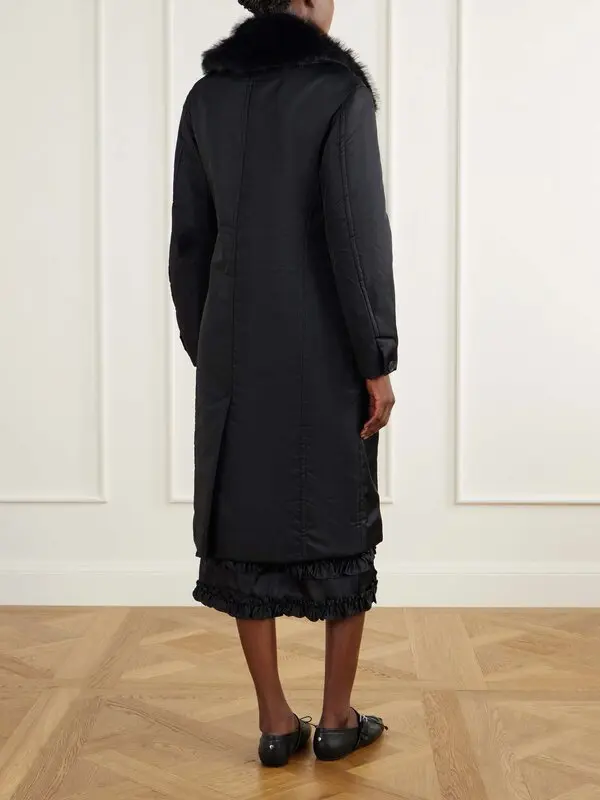 Simone Rocha Double-breasted Plush-trimmed Shell Coat