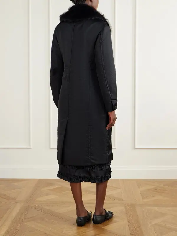 Simone Rocha Double-breasted Plush-trimmed Shell Coat
