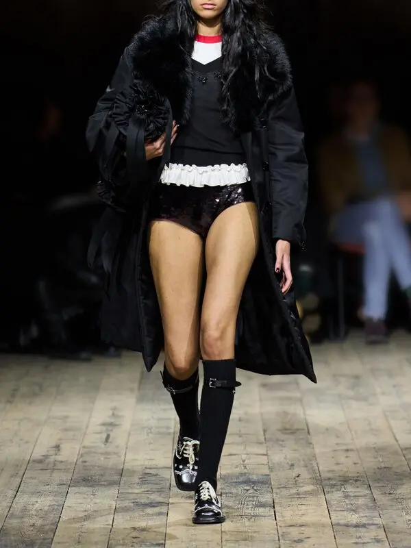 Simone Rocha Double-breasted Plush-trimmed Shell Coat
