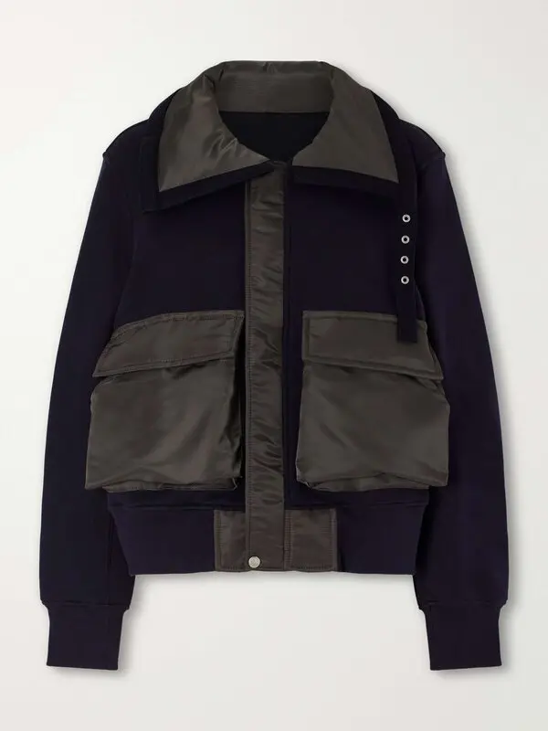 Sacai Sponge Sweat Shell-trimmed Cotton-blend And Wool Jacket - Multi