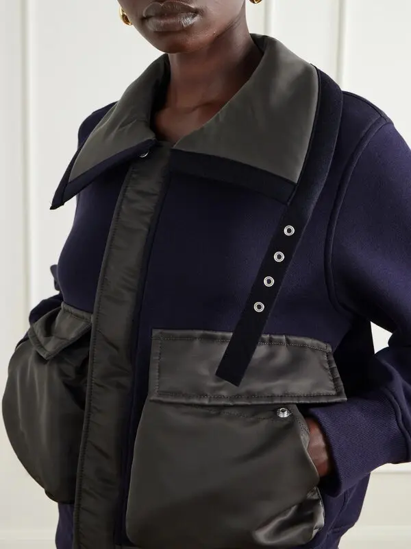 Sacai Sponge Sweat Shell-trimmed Cotton-blend And Wool Jacket - Multi