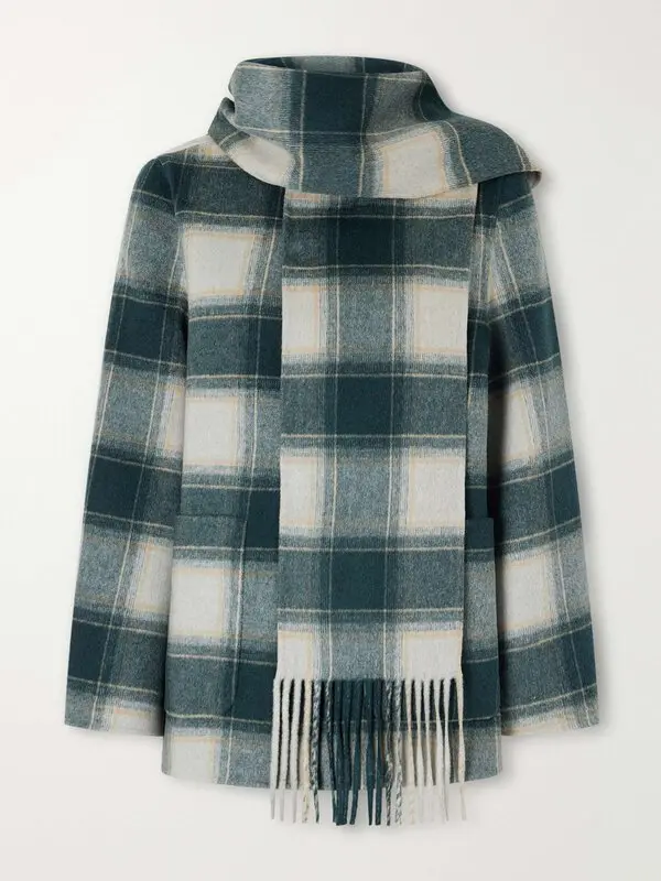 Varley Alderton Scarf-detailed Checked Wool-blend Coat