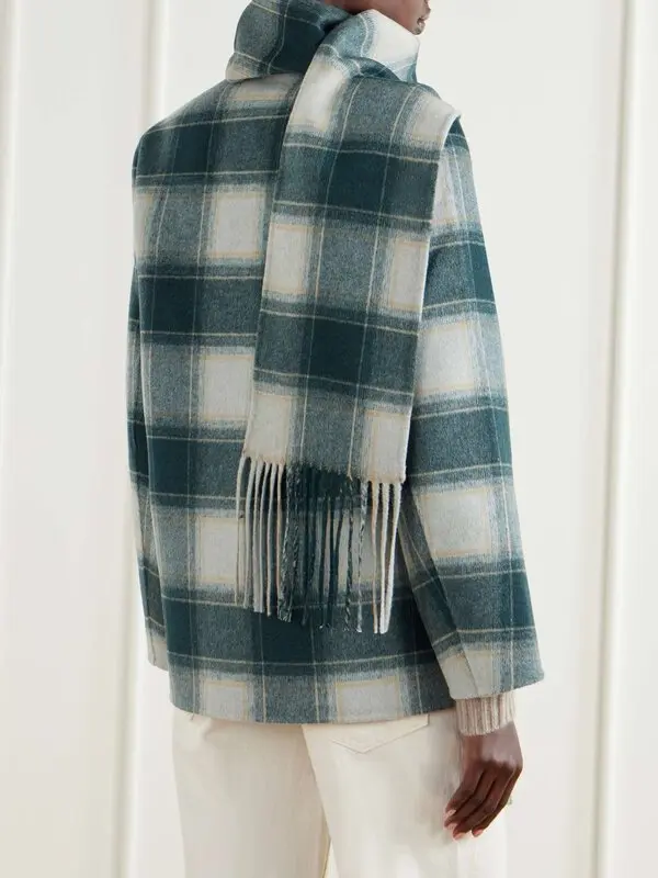 Varley Alderton Scarf-detailed Checked Wool-blend Coat