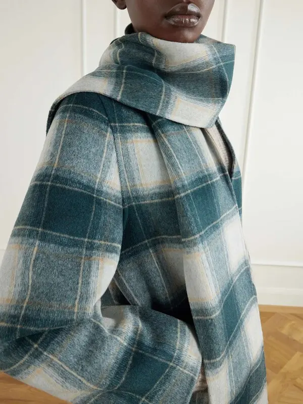 Varley Alderton Scarf-detailed Checked Wool-blend Coat