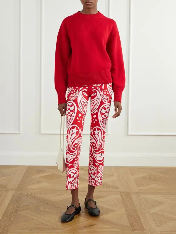 HIGH SPORT Cosmic Paisley Kick Cotton-blend Jacquard Flared Pants