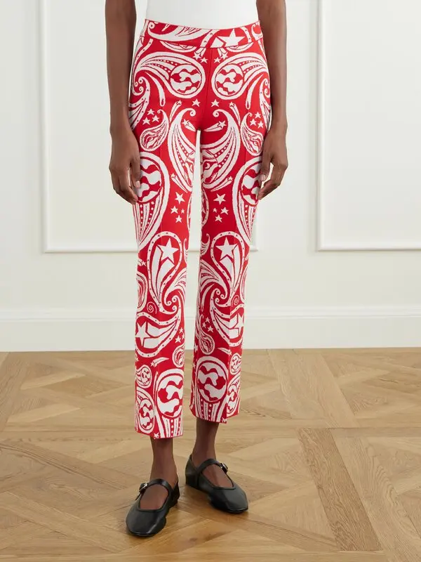 HIGH SPORT Cosmic Paisley Kick Cotton-blend Jacquard Flared Pants