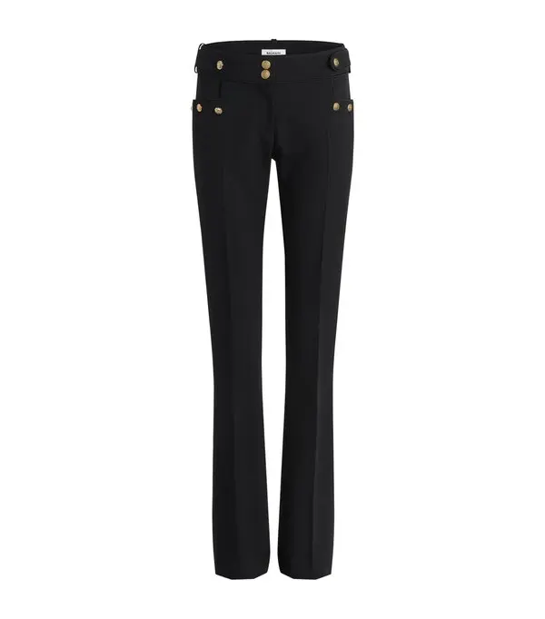 Balmain Wool Gabardine Trousers - Black