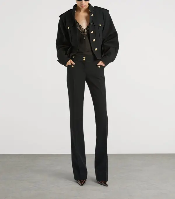 Balmain Wool Gabardine Trousers