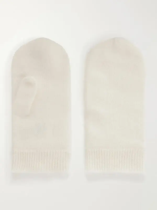 LISA YANG Brushed-cashmere Mittens - Neutrals
