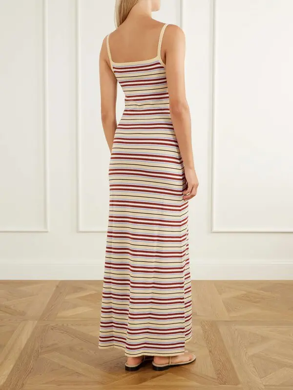 Faithfull The Brand Doris Knitted Striped Cotton-blend Midi Dress