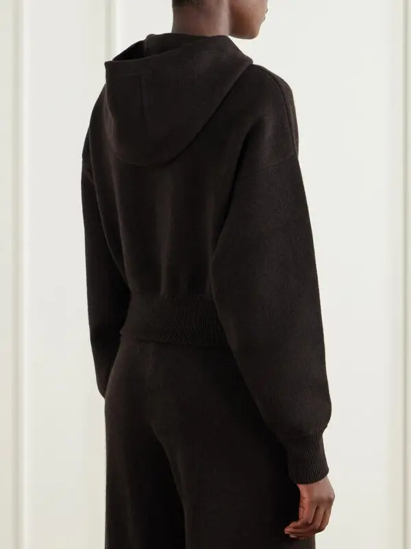 LISA YANG Lilia Cropped Cashmere Hoodie - Brown