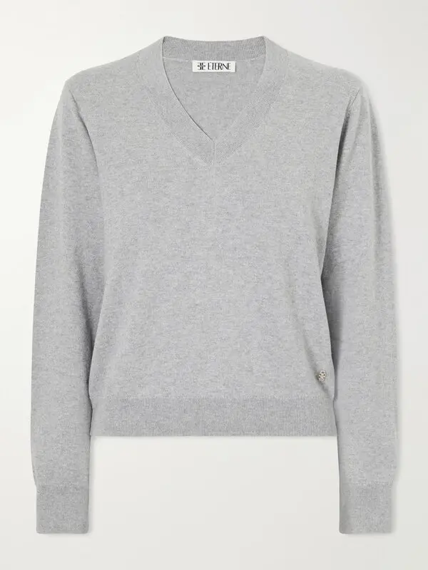 Eterne Cotton And Cashmere-blend V-neck Sweater