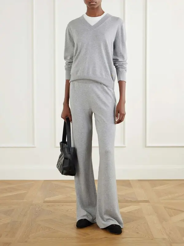 Eterne Cotton And Cashmere-blend V-neck Sweater - Light Gray