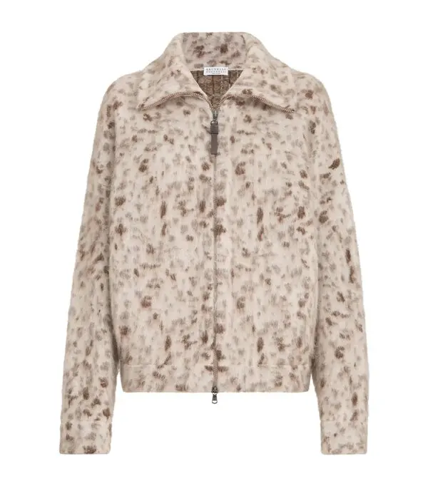 Brunello Cucinelli Mohair-blend Zip-up Cardigan - White