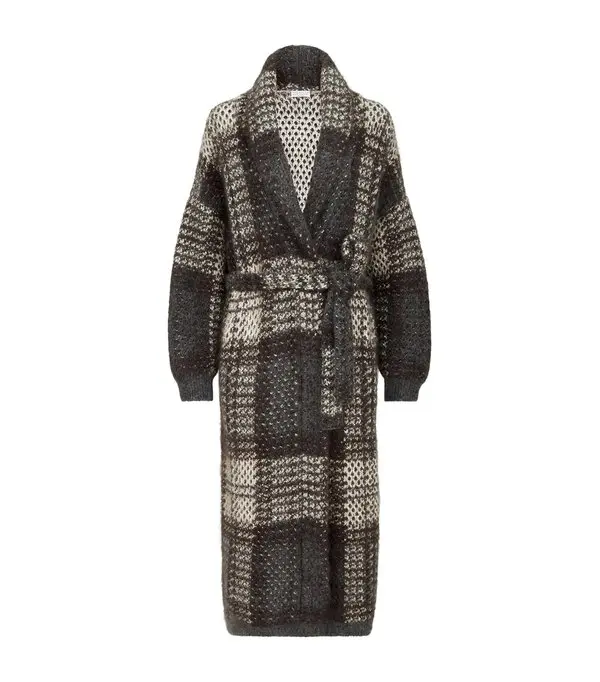 Brunello Cucinelli Tartan Longline Coat - Beige