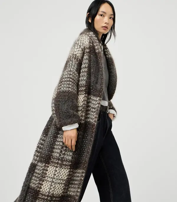 Brunello Cucinelli Tartan Longline Coat