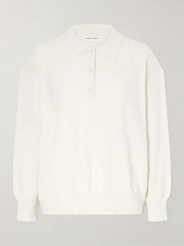HIGH SPORT Elyse Cotton And Wool-blend Polo Shirt - Ivory