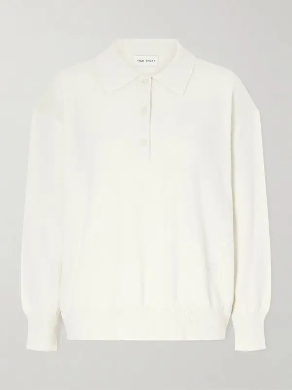 HIGH SPORT Elyse Cotton And Wool-blend Polo Shirt - Neutrals