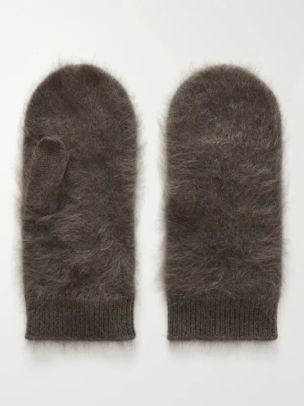LISA YANG Brushed-cashmere Mittens - Green