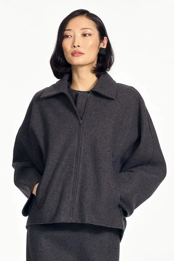 Sachin & Babi Kenna Black Brushed Knit Zip Jacket