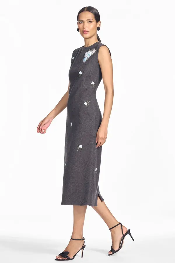 Sachin & Babi Asher Black Knit Wool Column Midi Dress
