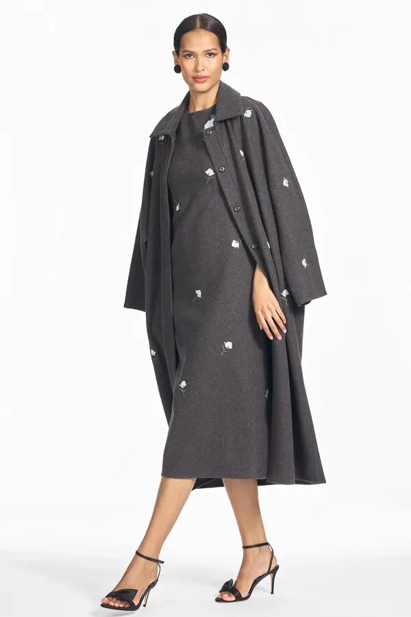 Sachin & Babi Asher Black Knit Wool Column Midi Dress