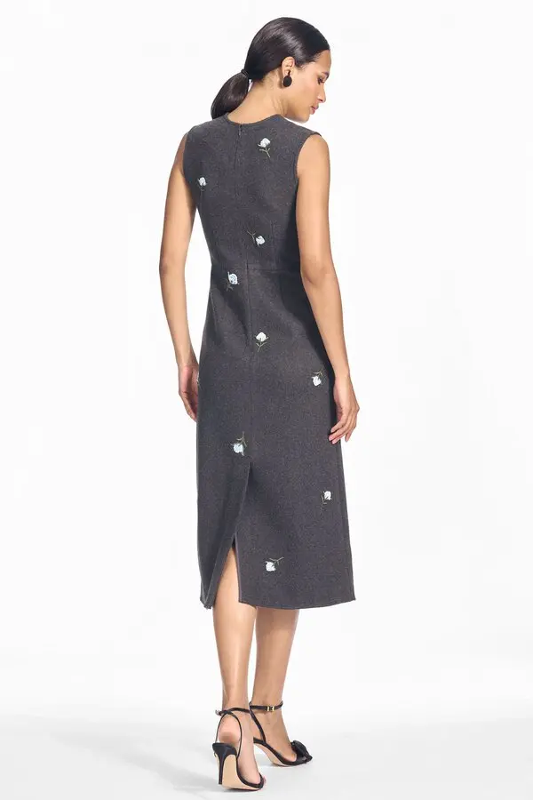 Sachin & Babi Asher Black Knit Wool Column Midi Dress