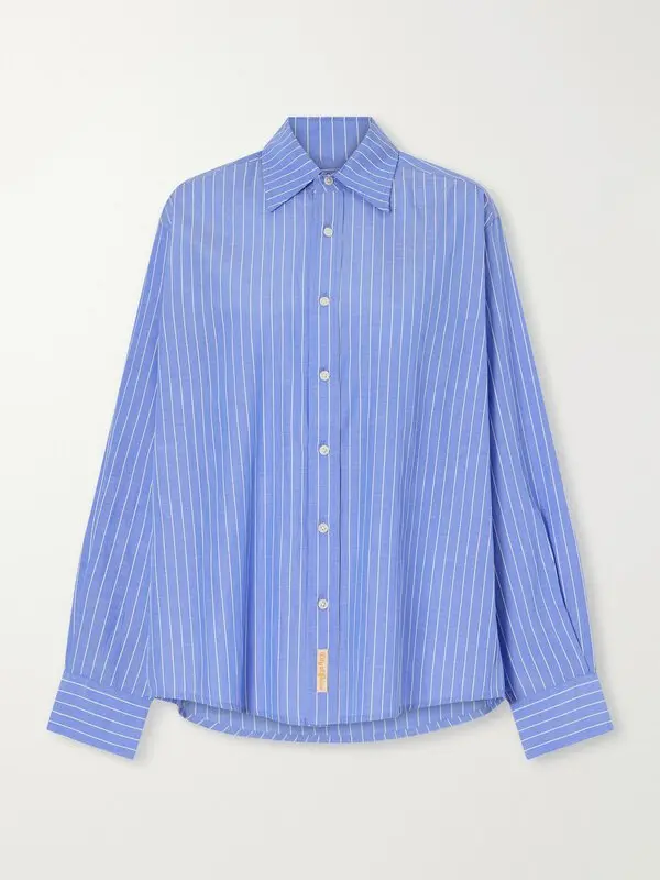 BODE Bluebell Striped Cotton-poplin Shirt - Blue