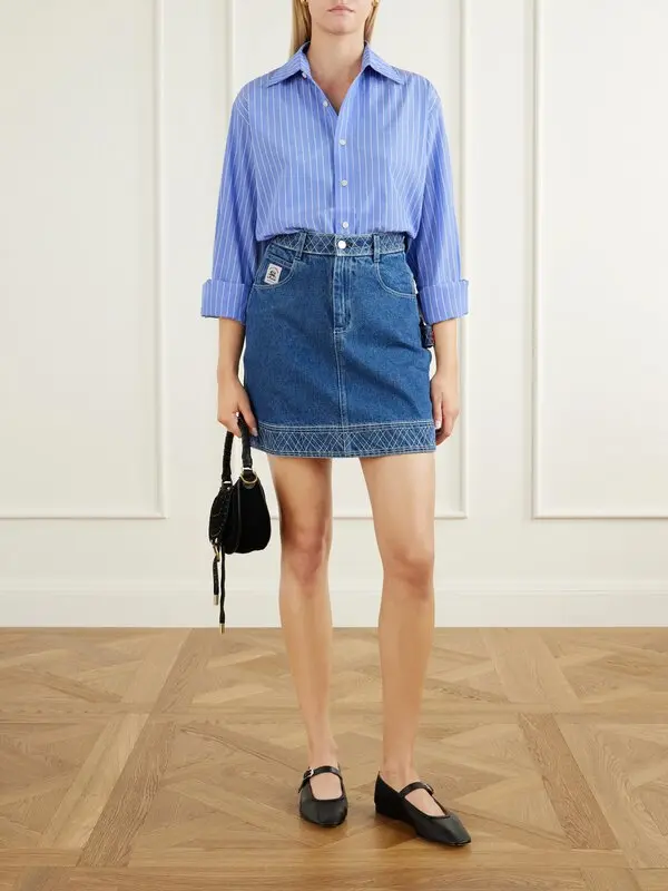 BODE Bluebell Striped Cotton-poplin Shirt
