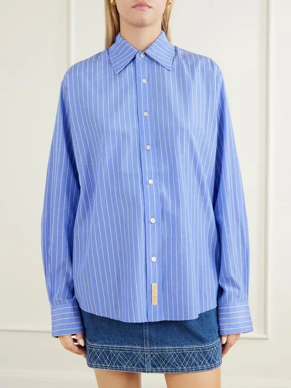 BODE Bluebell Striped Cotton-poplin Shirt