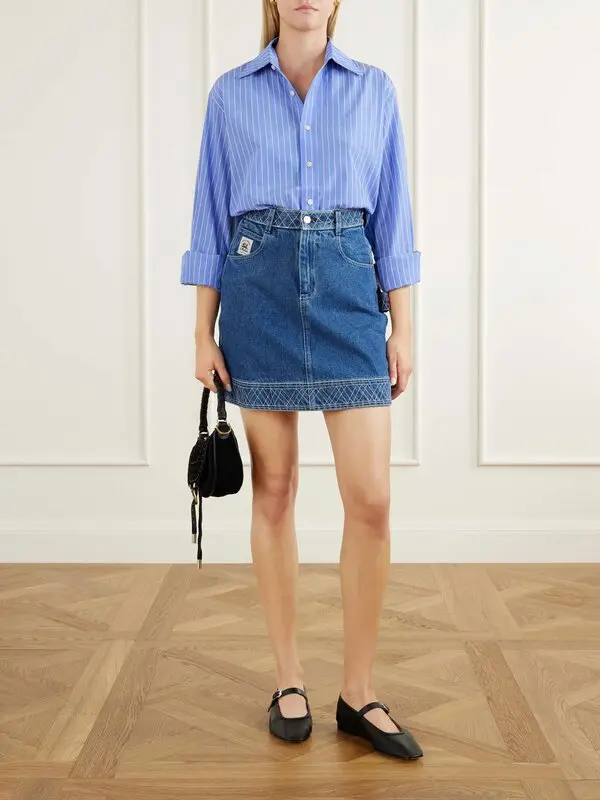 BODE Bluebell Striped Cotton-poplin Shirt