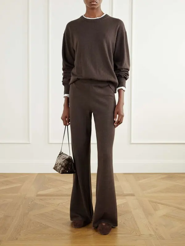 Eterne Cotton And Cashmere-blend Wide-leg Pants